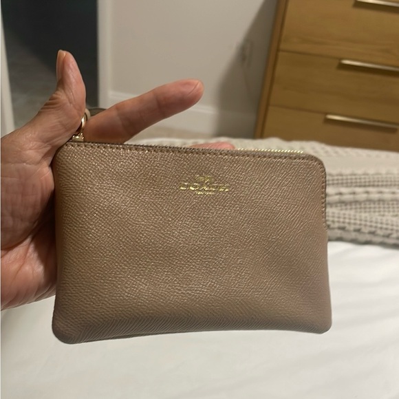 Coach | Bags | Coach Nude Small Wristlet Bag Polished Pebbled Leatherin ...